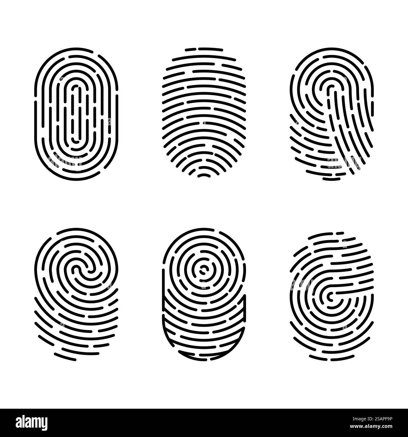 Set of vector illustrations of security fingerprint authentication finger identity hi-res stock ...