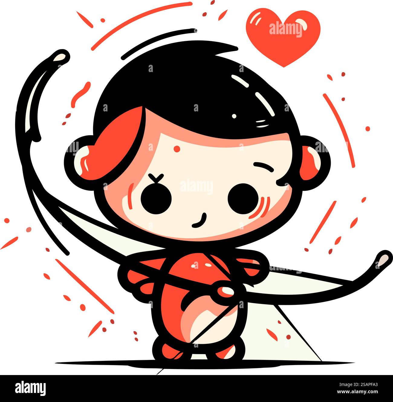 Cute boy with bow and arrow. Vector illustration in cartoon style Stock ...