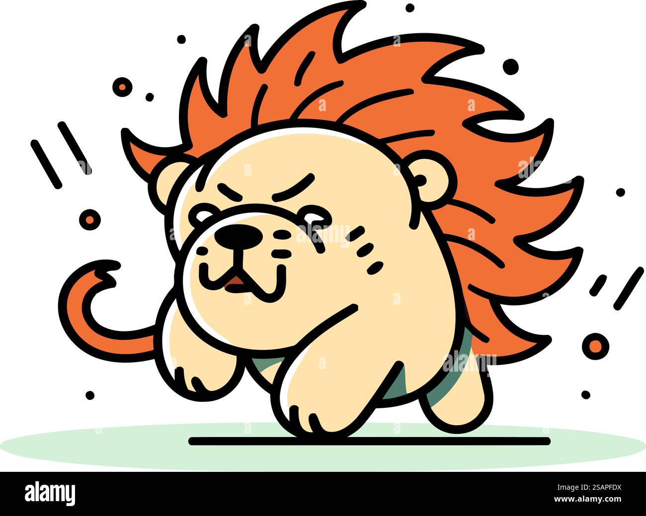 Cute lion running. Vector illustration in doodle style Stock Vector ...