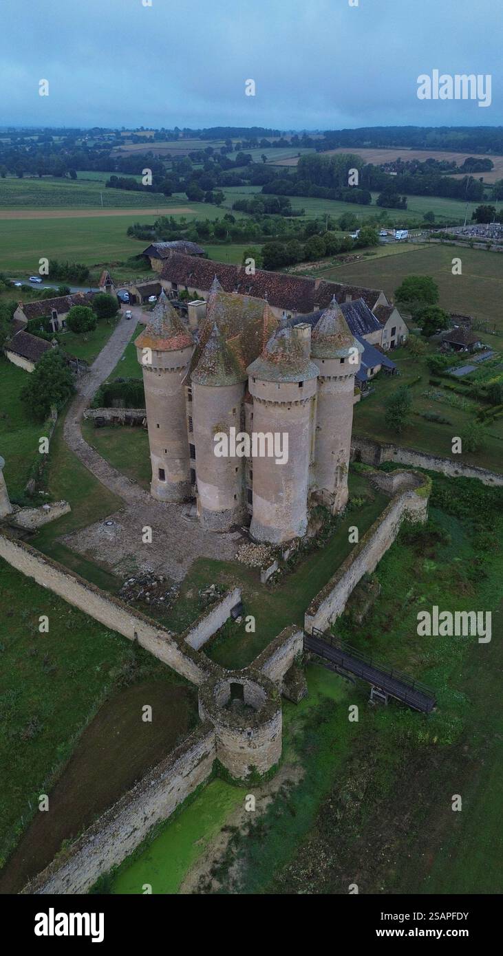 drone photo Sarzay castle france europe Stock Photo - Alamy