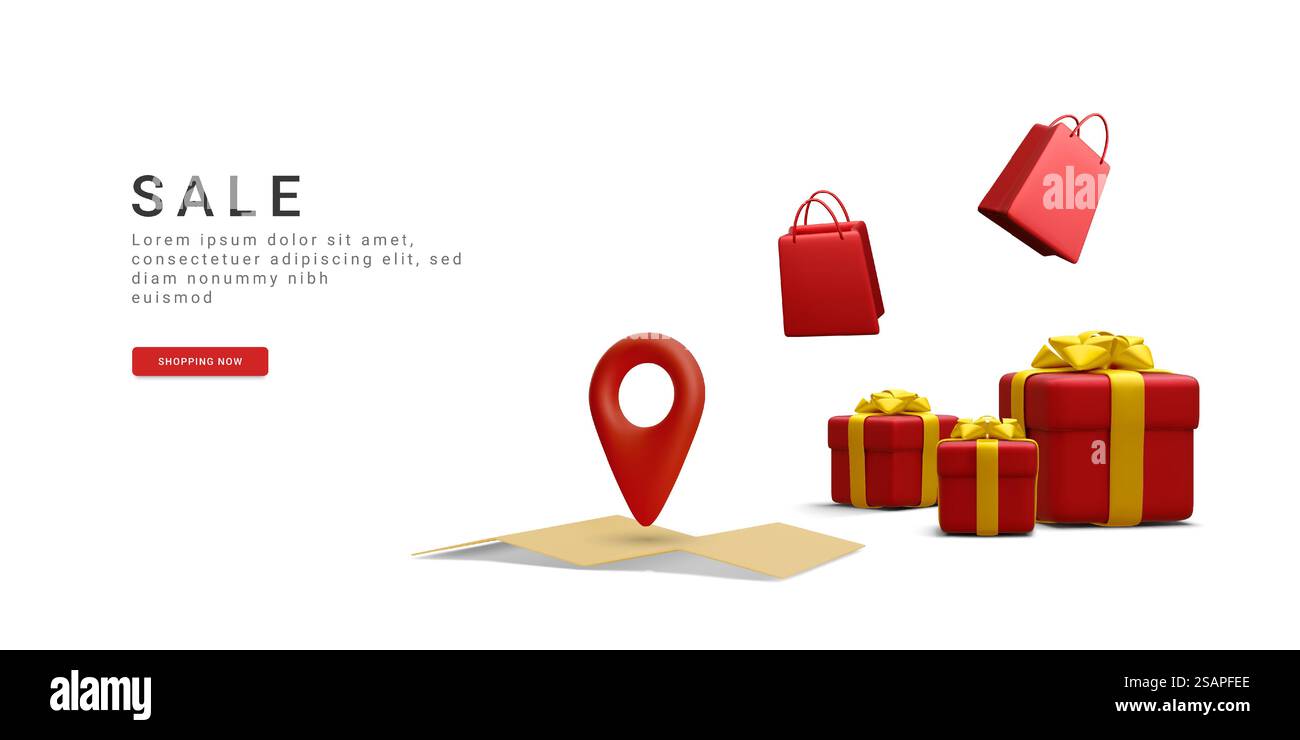 3d realistic banner for sale in your store isolated on white background ...