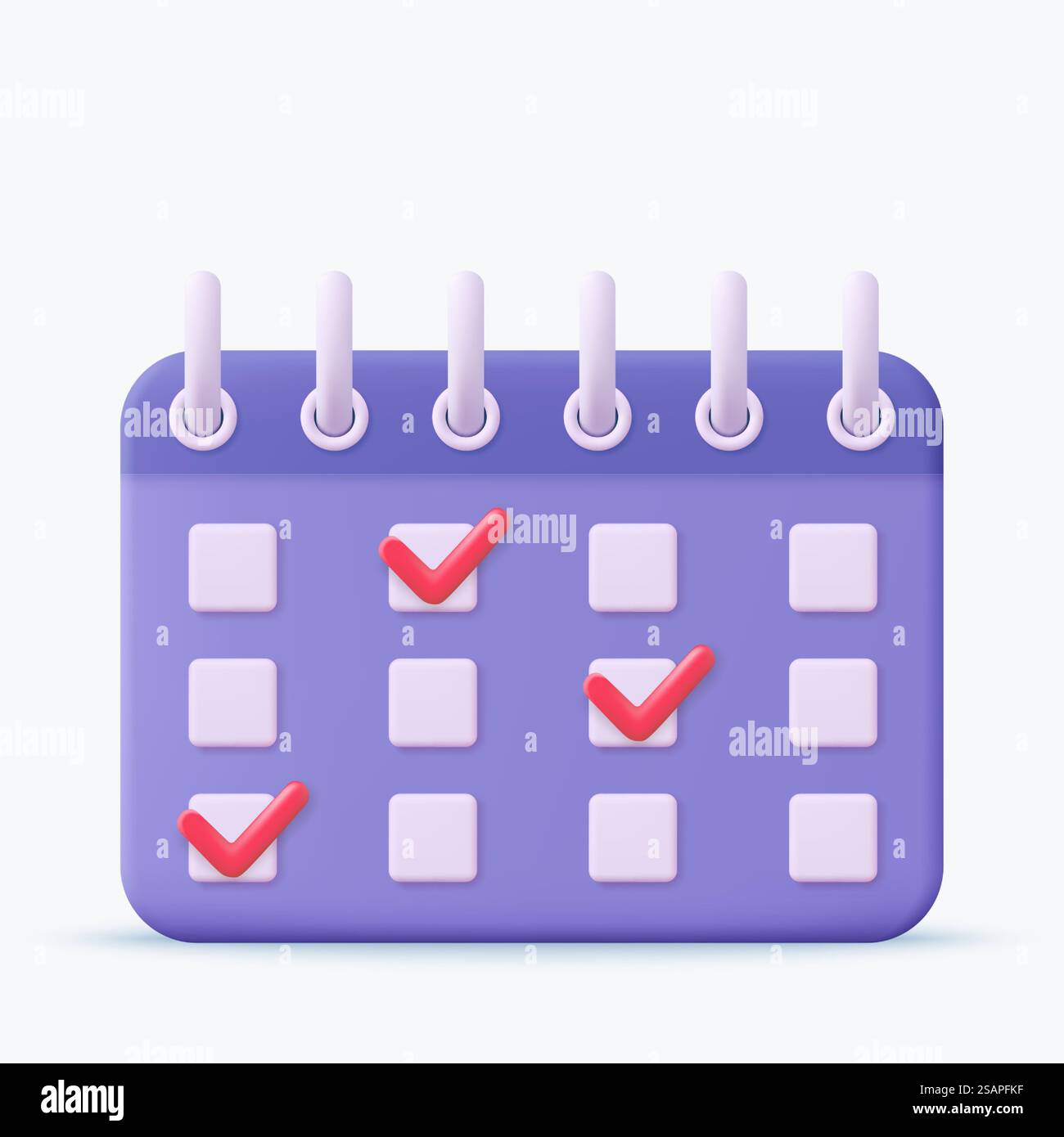 3d Calendar assignment icon with check sign. Planning concept. Day ...