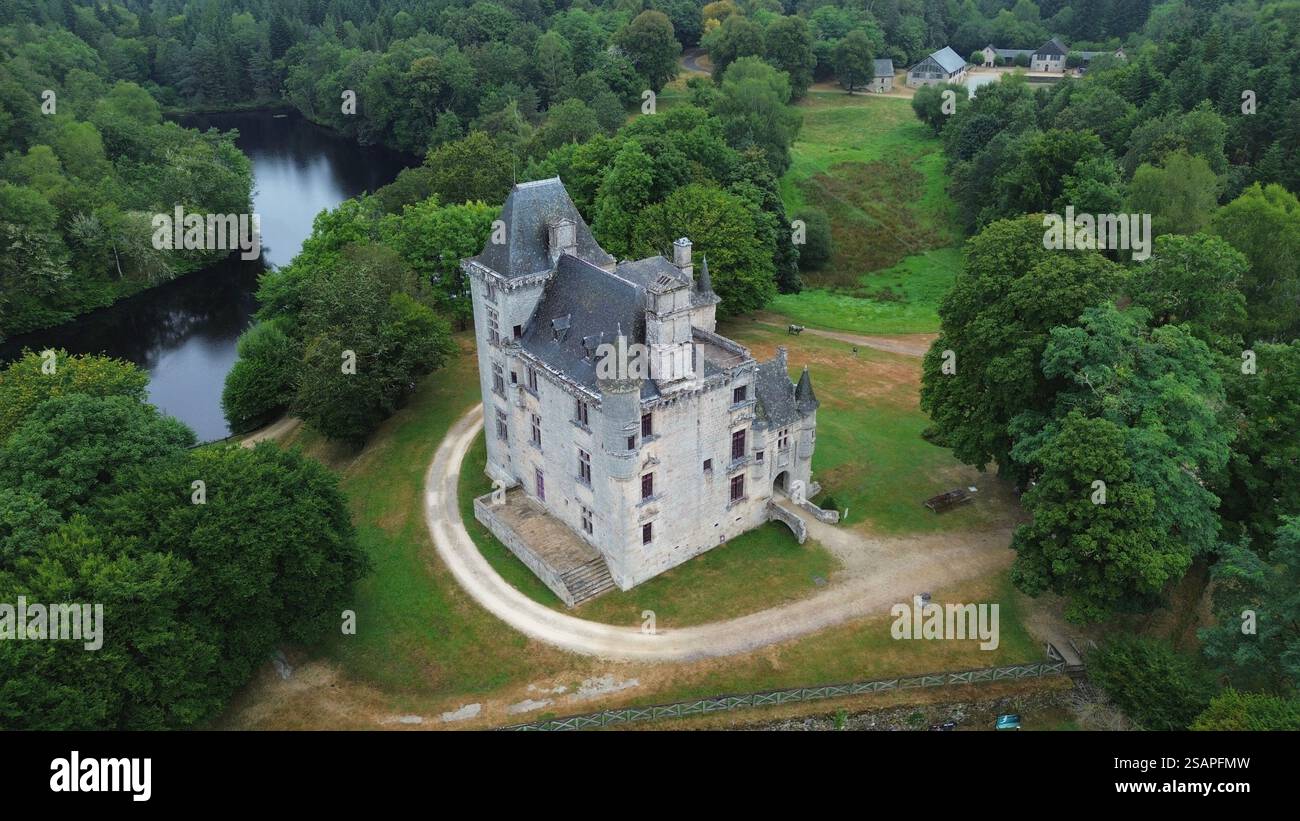 drone photo Sédières castle france europe Stock Photo - Alamy