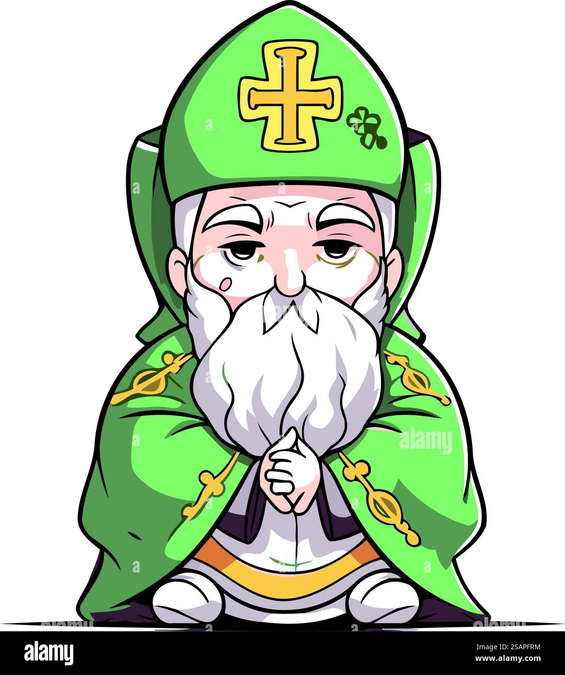 Cartoon wise man. Vector illustration of a wise man in a green suit ...
