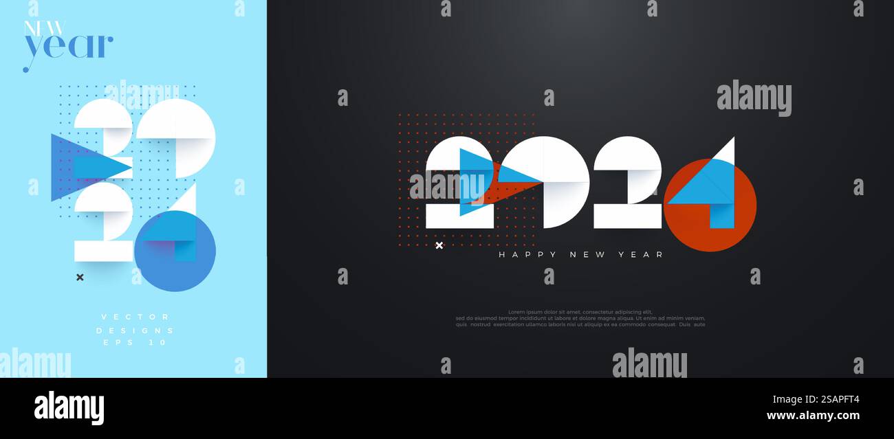 Modern happy new year 2024 poster design. With the latest unique white ...