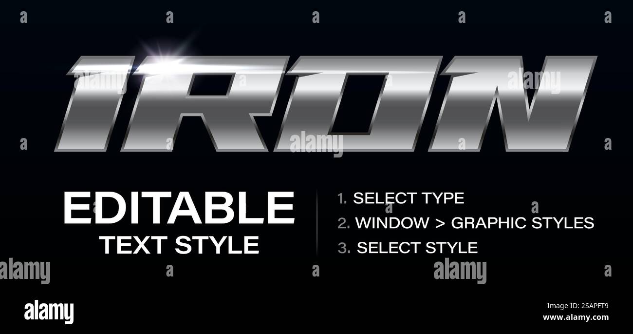 Metallic Editable text effect, Iron graphic style template ...