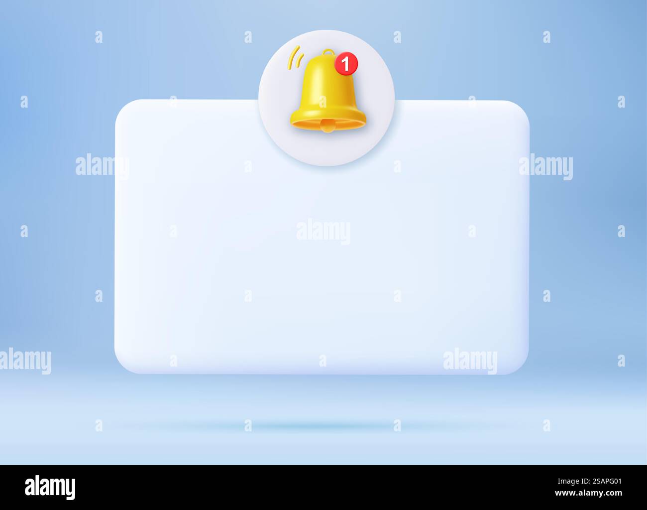 3d render Empty reminder popup, push notification icon with Cute yellow ...