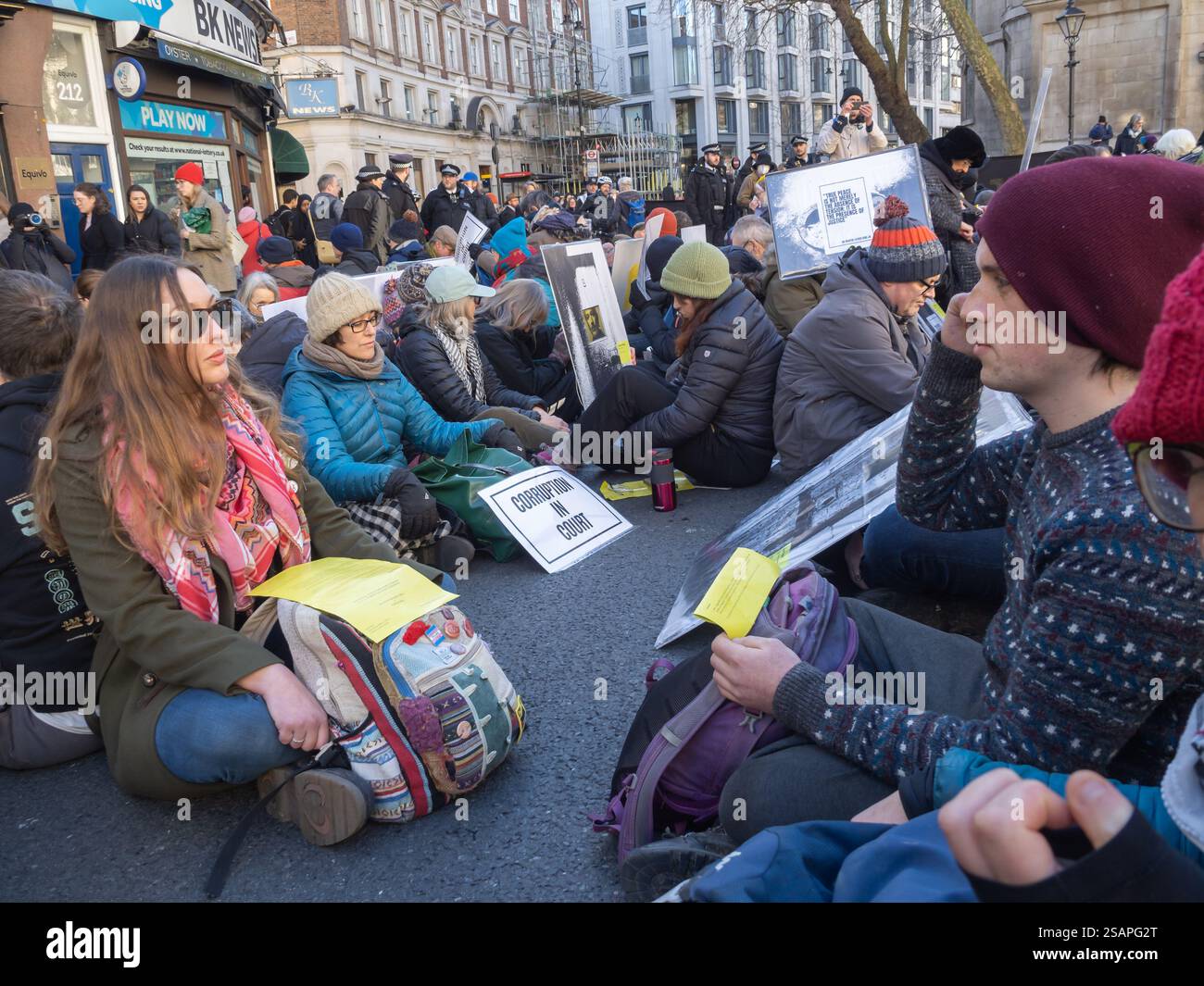 London, UK 30 Jan 2025. A large crowd at the law courts in Strand ...