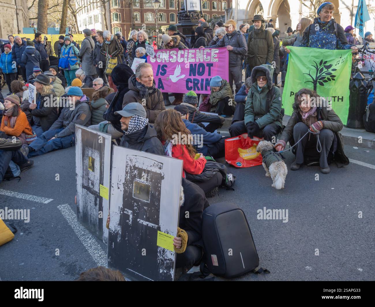 London, UK 30 Jan 2025. A large crowd at the law courts in Strand ...