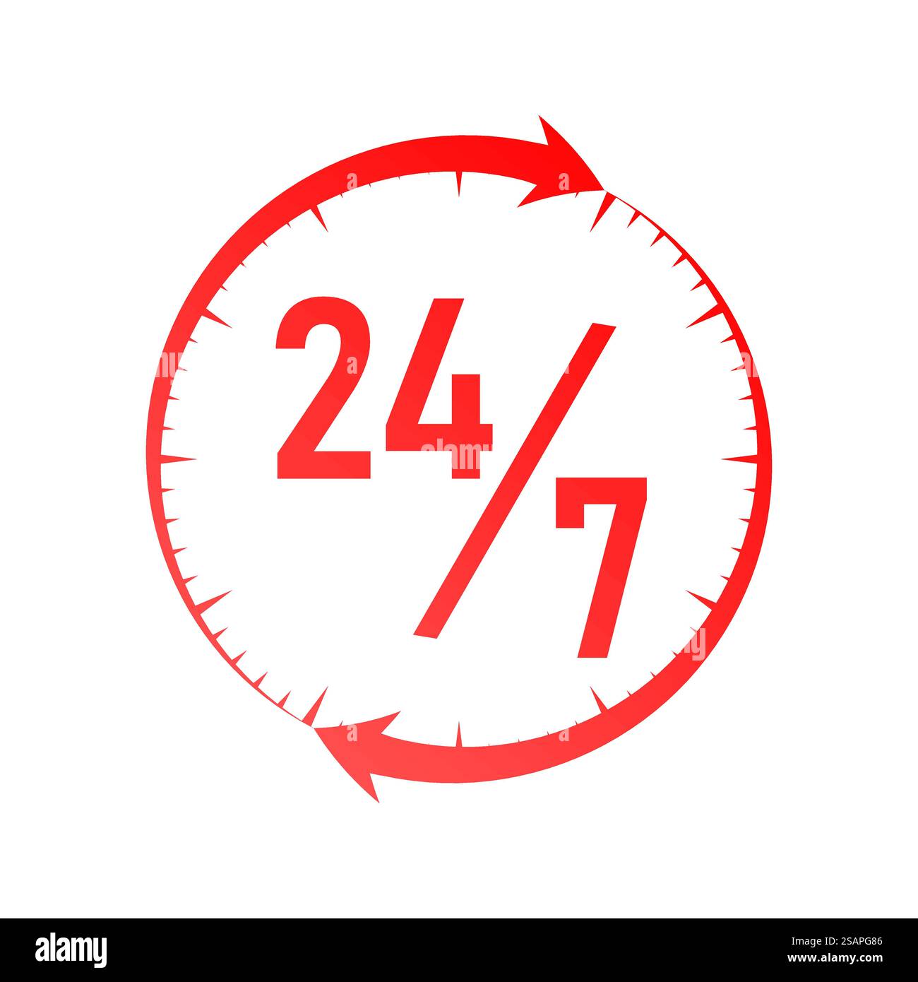 Round the clock, 24/7 service icon, monochrome style. Vector ...
