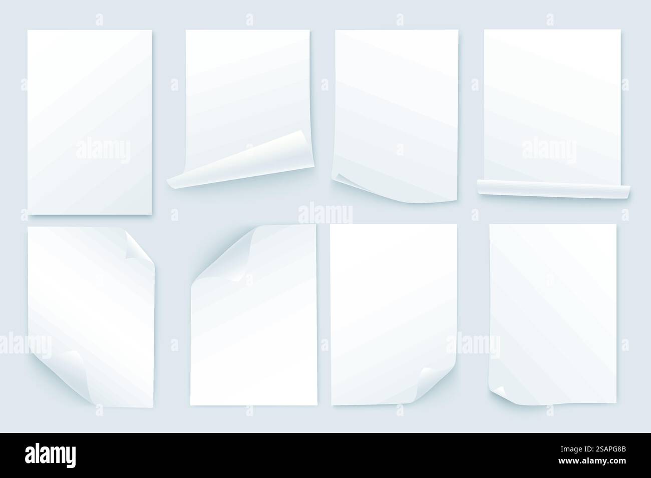 Paper sheets mega set in 3d realistic design. Bundle elements of white ...