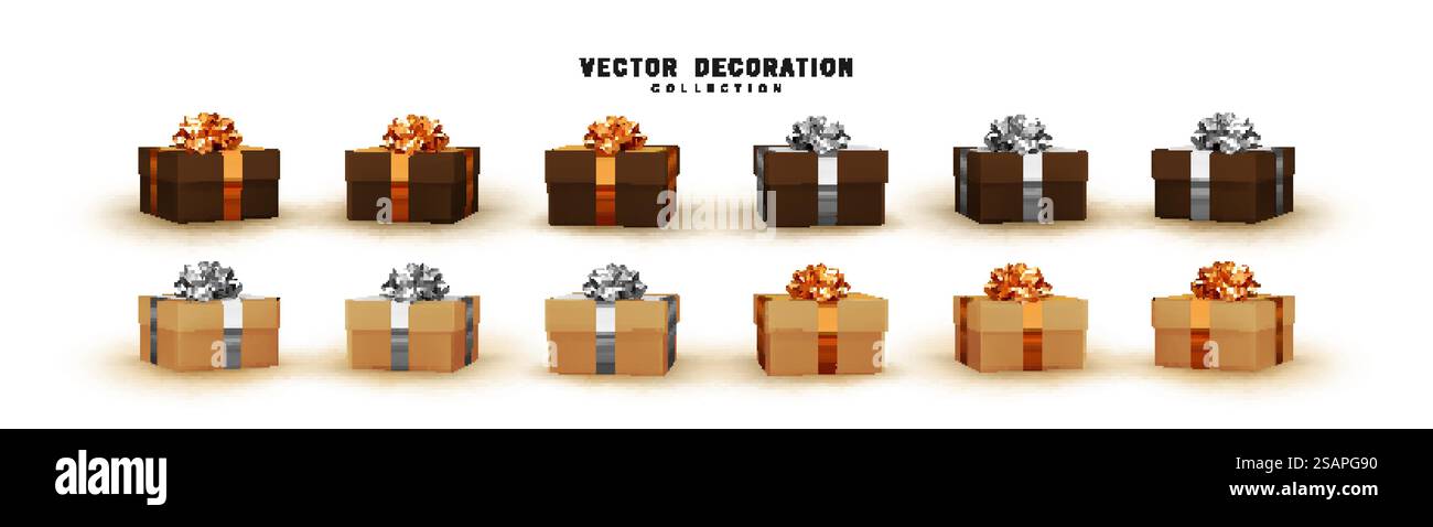 Set of gifts box. Collection realistic gift presents. Surprise boxes ...