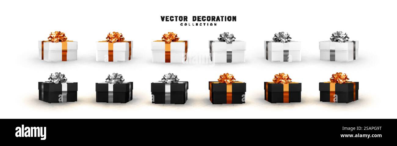 Set of gifts box. Collection realistic gift presents. Surprise boxes ...