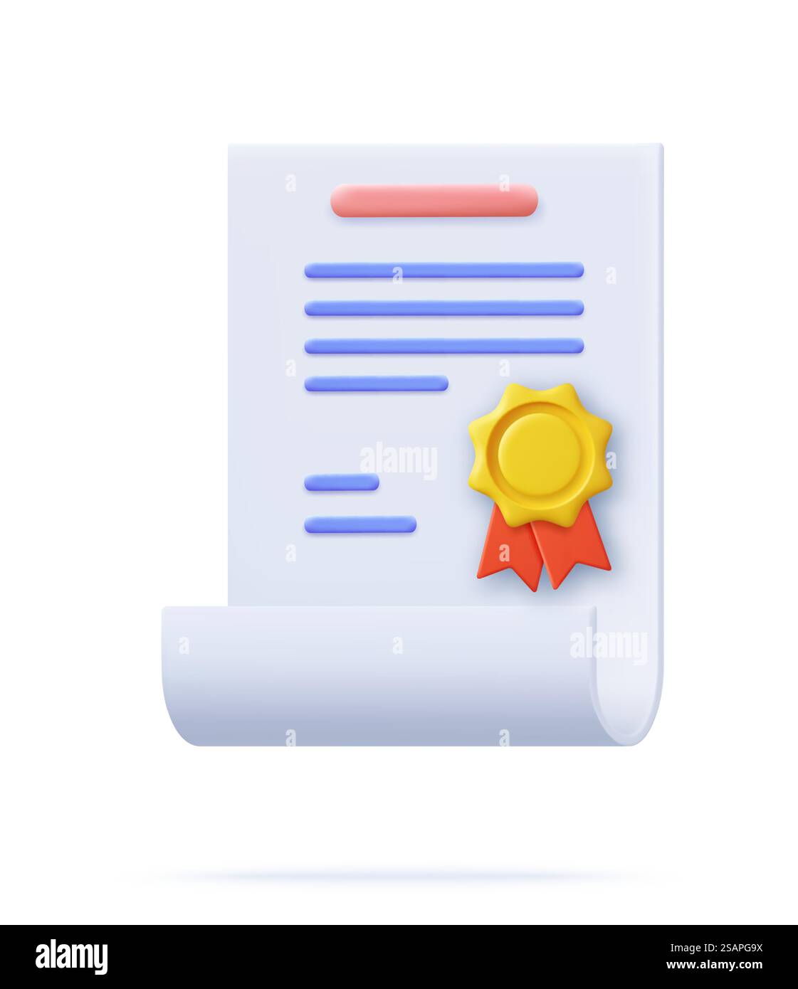 3d Achievement, award, grant, diploma concepts. certificate icon with ...