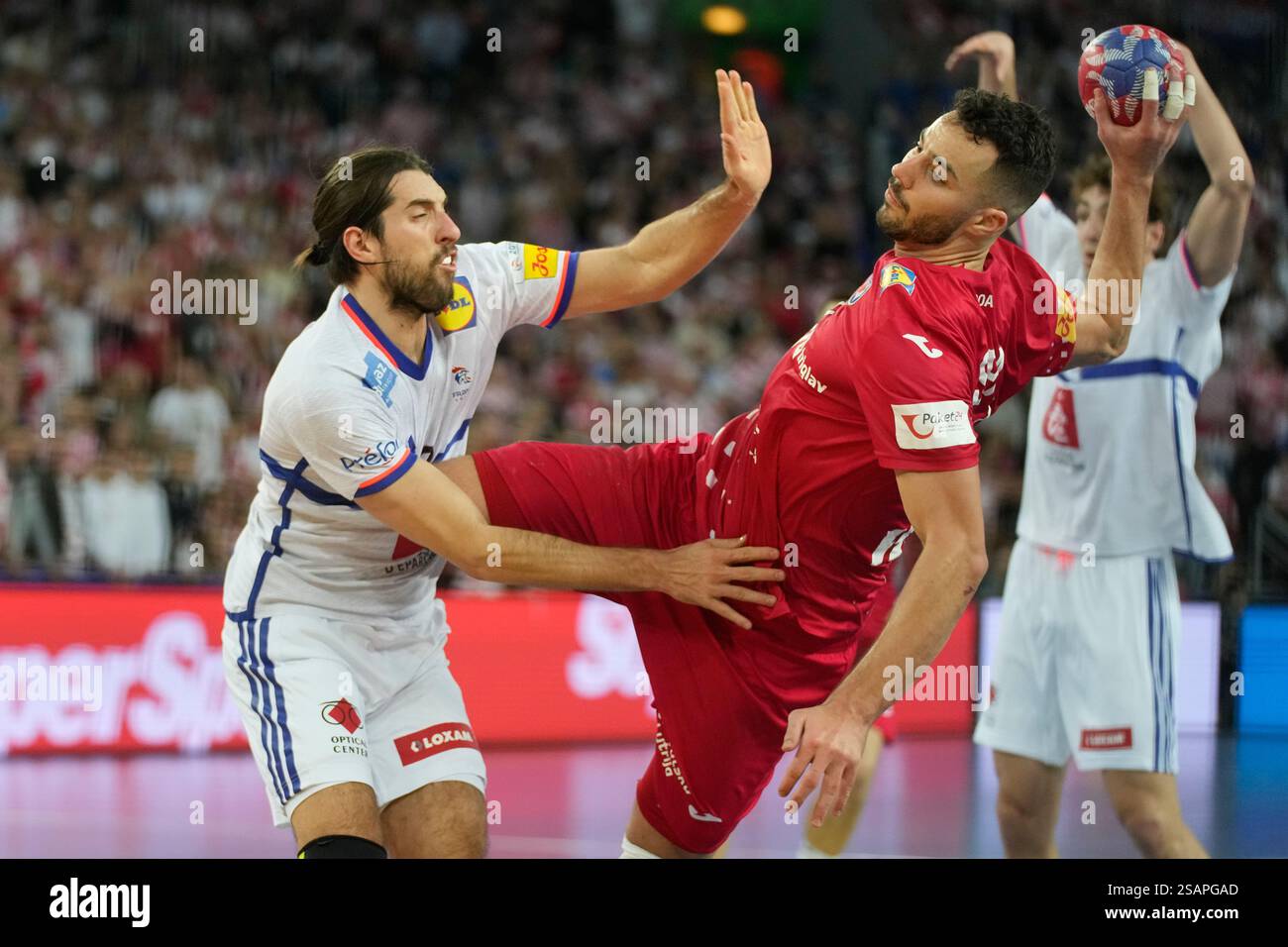 Croatia's Zvonimir Srna makes a shot during the semifinal match between ...