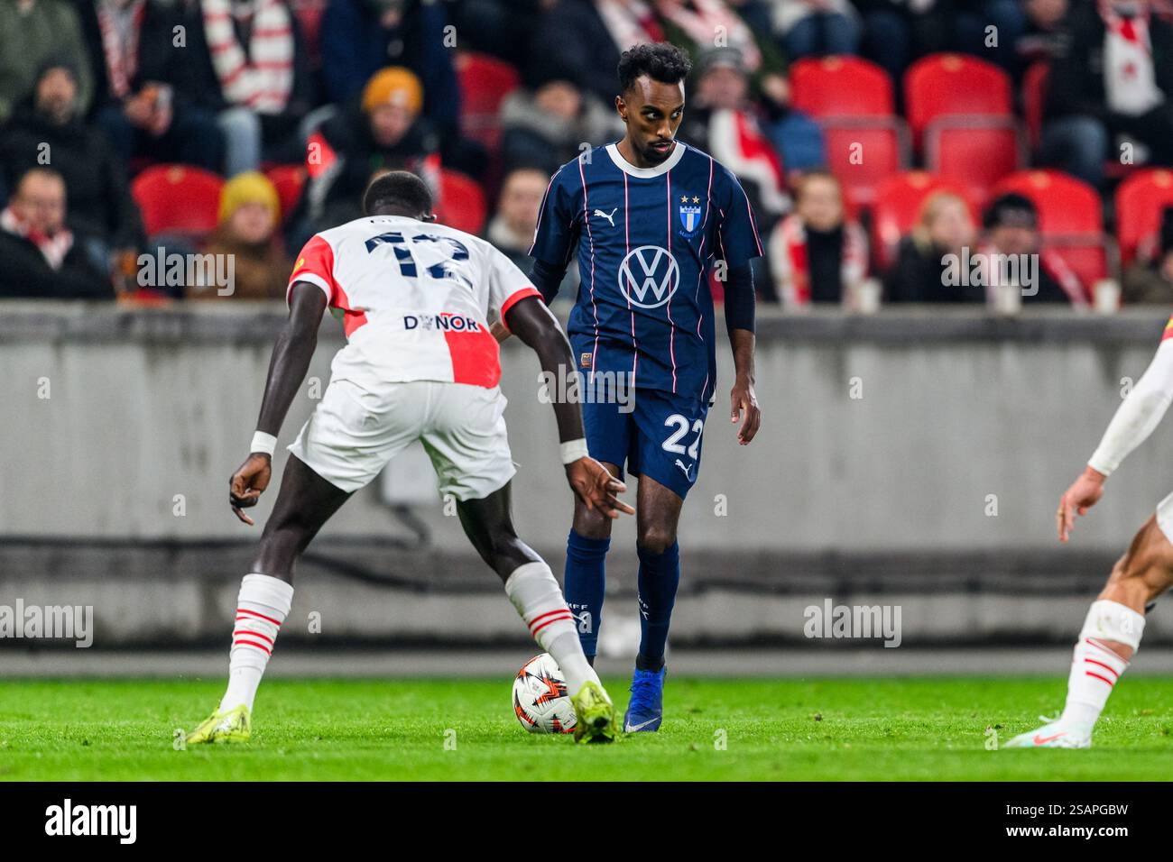 Prague, Czech Republic. 30th Jan, 2025. 250130 Taha Ali of Malmö FF ...