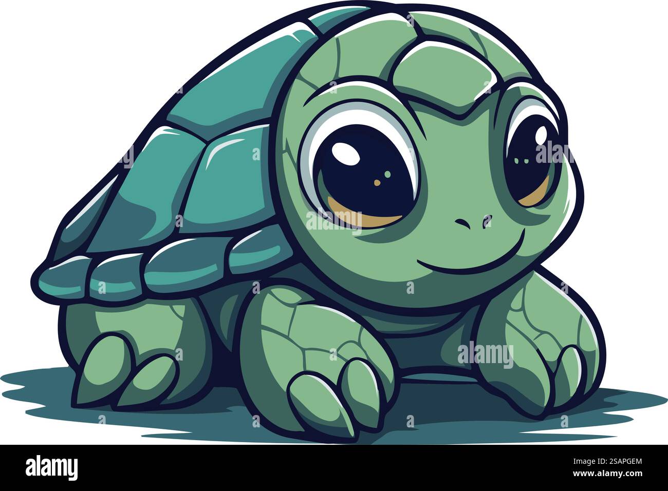 Cute cartoon baby turtle isolated on white background. Vector ...