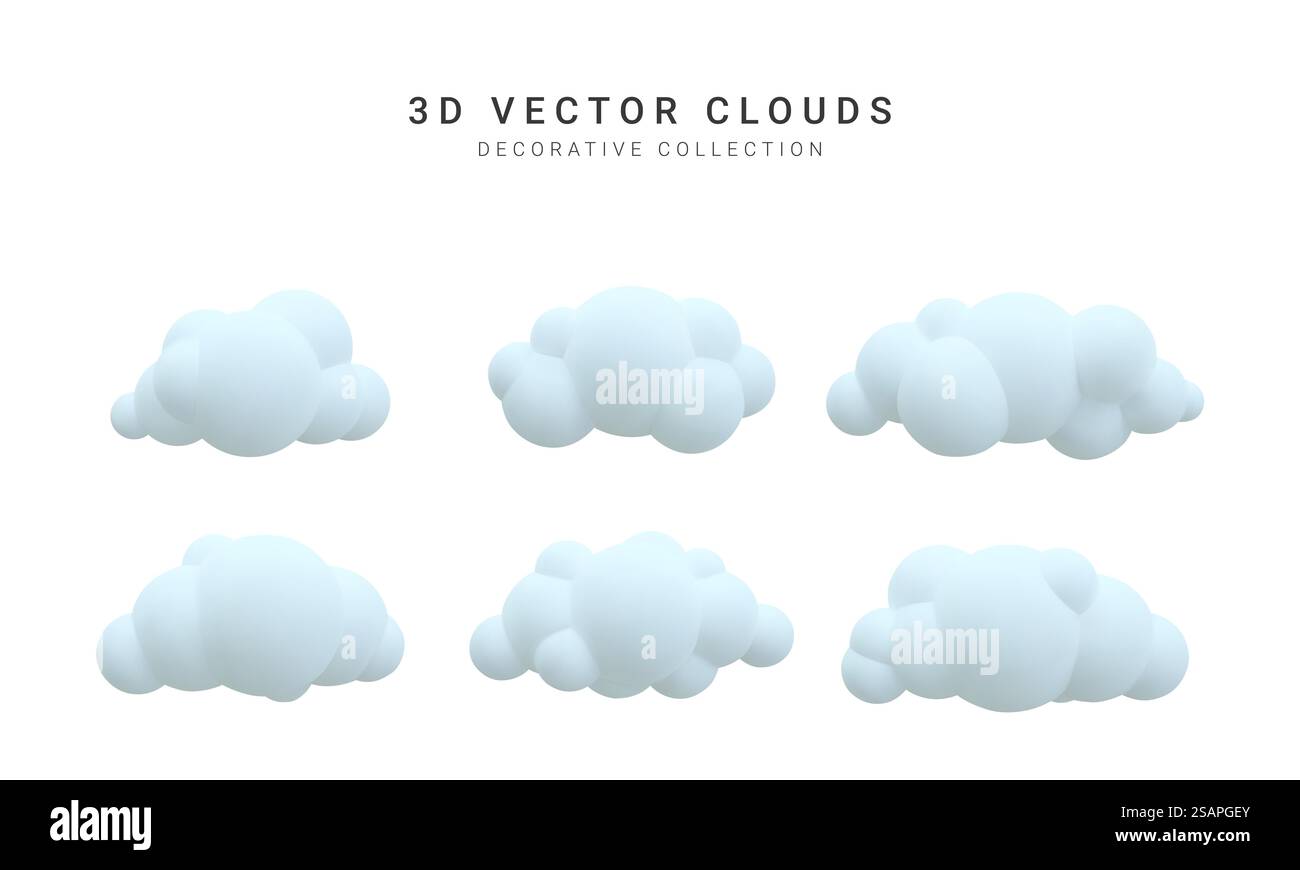 3d realistic clouds collection. Vector illustration Stock Vector Image ...