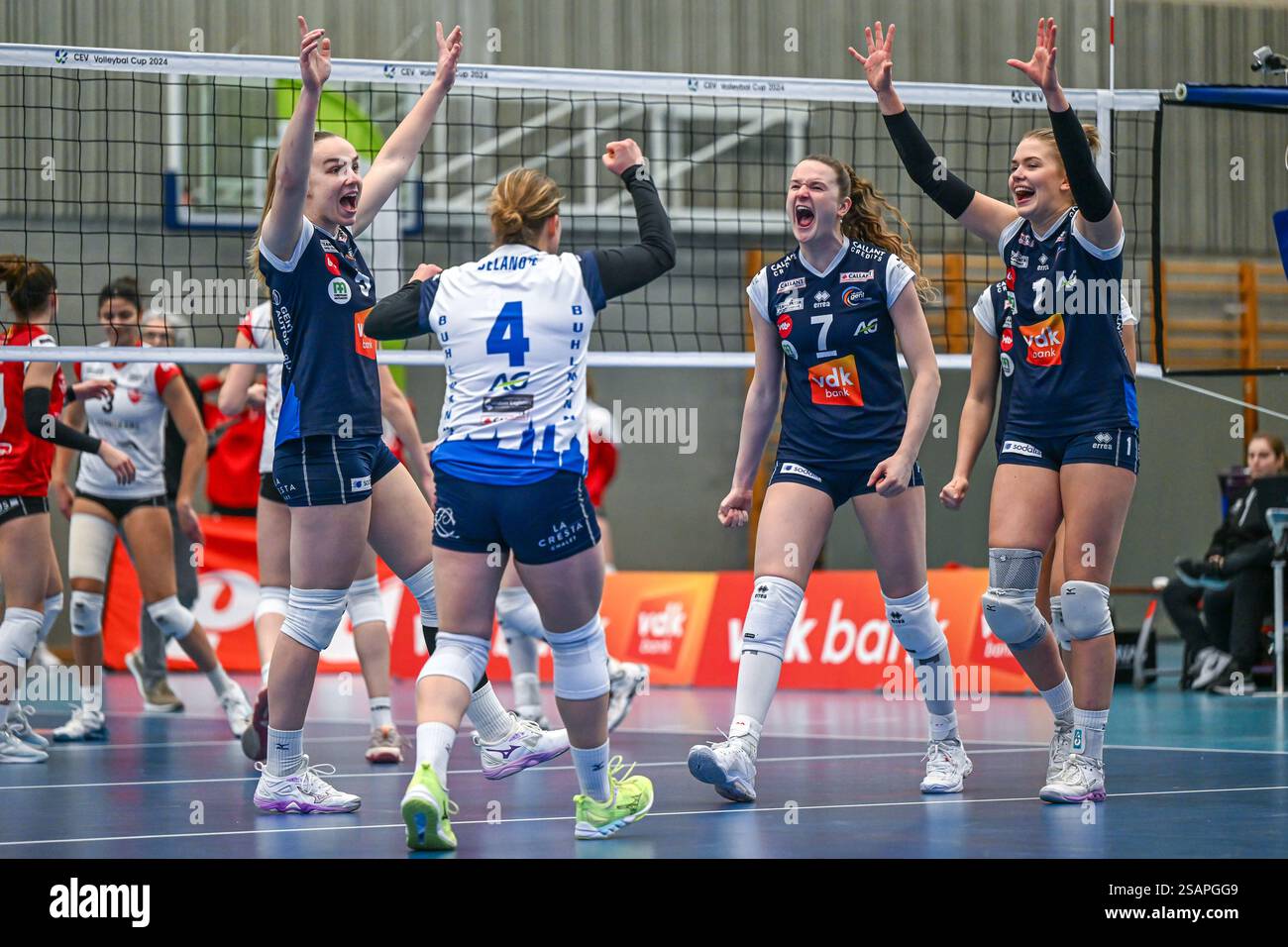 Team Gent celebrating pictured during a volleyball game between ...