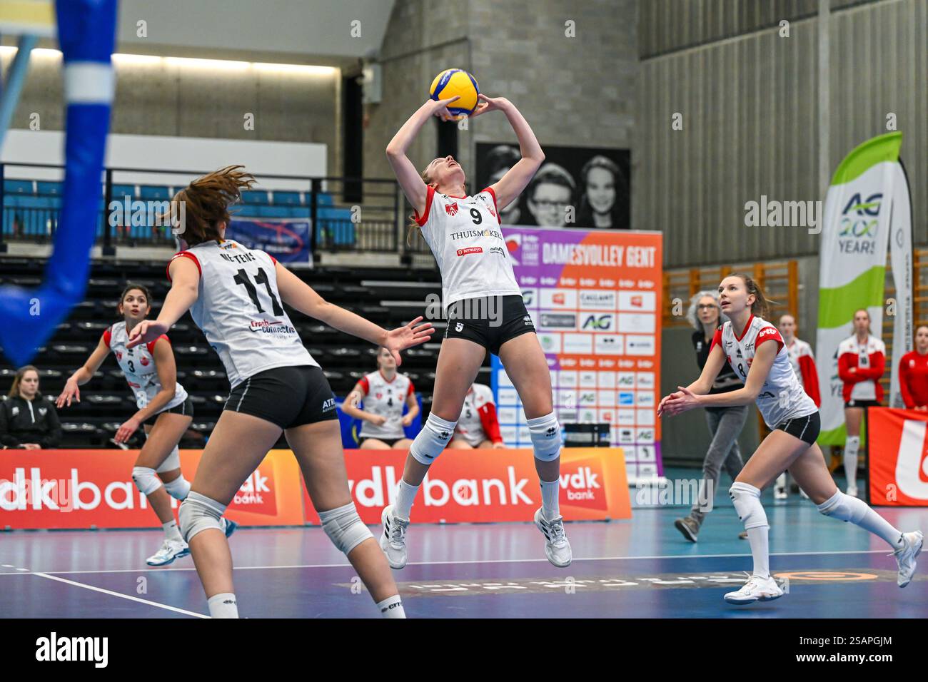 Sara De Donder (9) of Brabo Antwerp pictured during a volleyball game ...