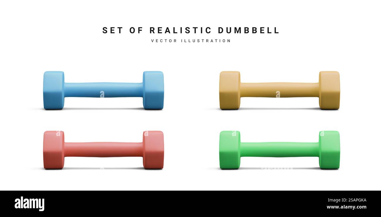 3d realistic set of dumbbells isolated on white background. Vector illustration Stock Vector ...