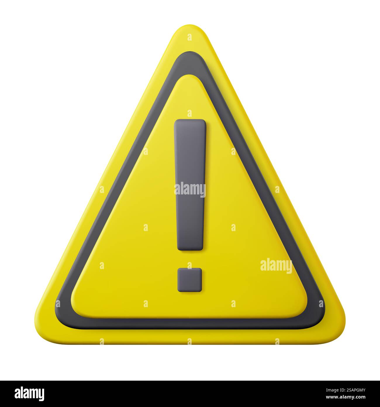 3d Hazard warning attention sign with exclamation mark symbol ...