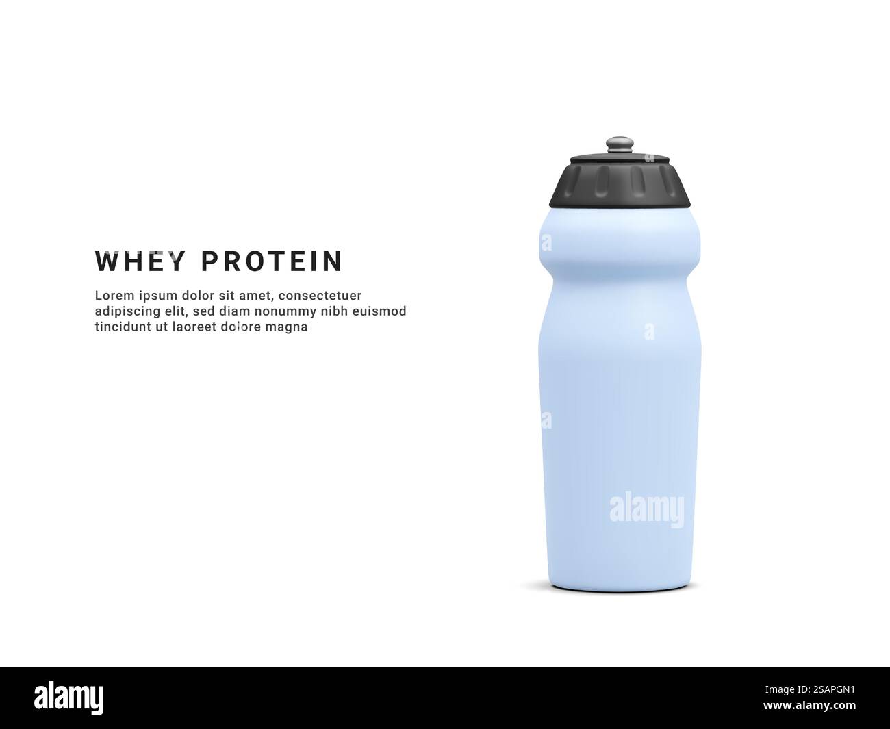3d realistic bottle isolated on white background. Whey protein. Sport ...