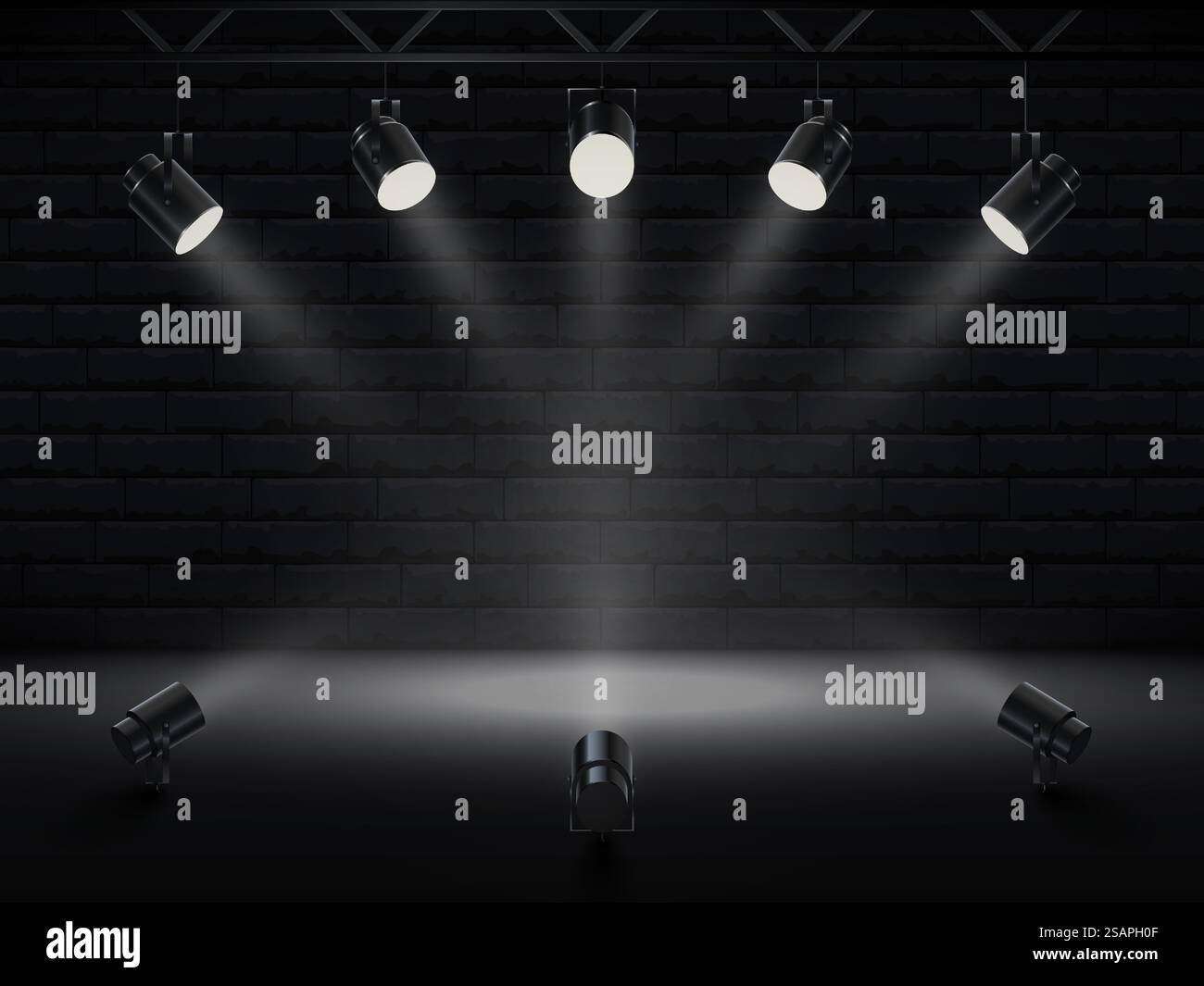Spotlights with bright white light shining stage. Collections ...