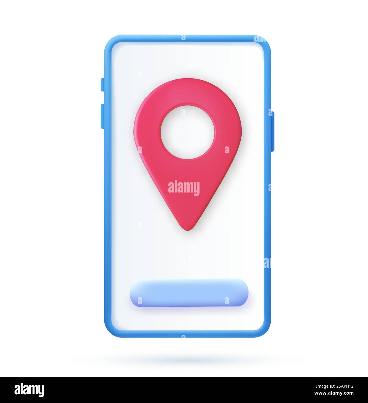 3d minimal city map gps navigation smartphone icon. mobile app interface, geolocation, concept ...