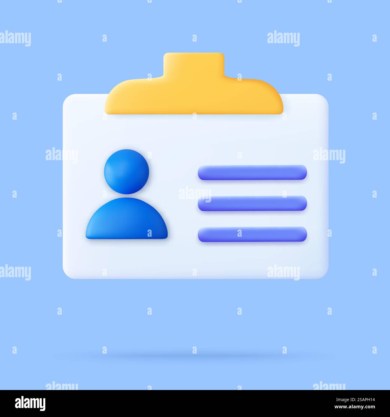 3d Badge with personal data icon. ID card with user photo and ...