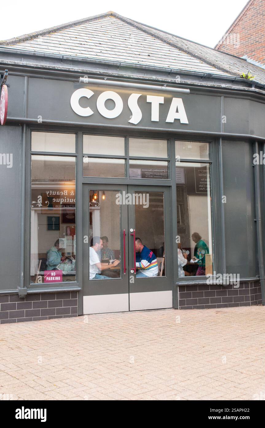 People sat inside Costa Coffee House in Ryde Isle of White England ...