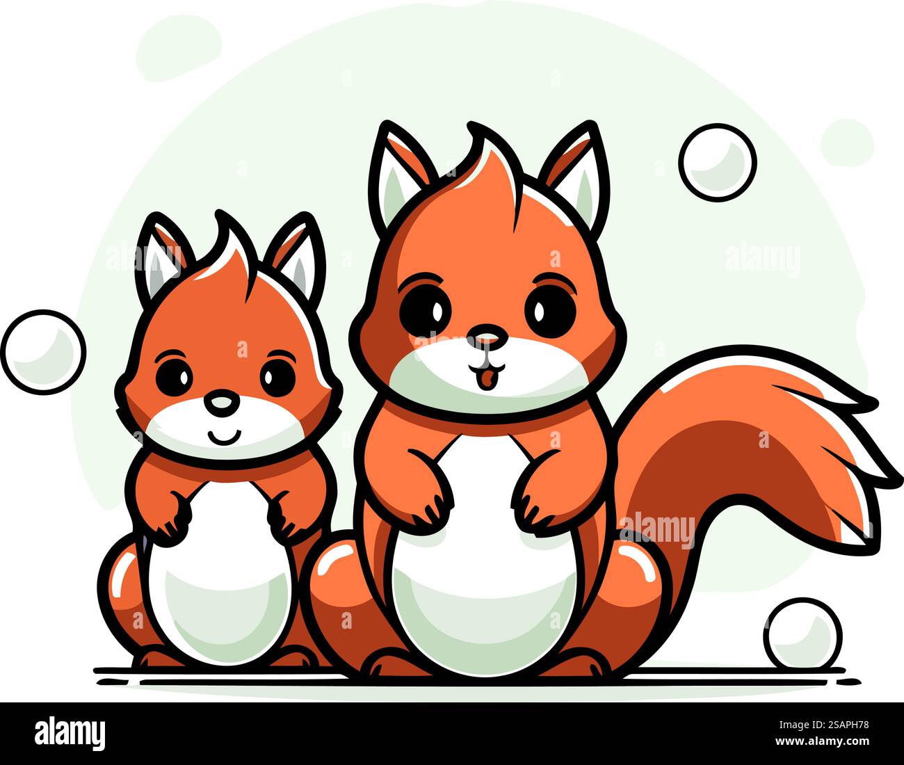 Cute cartoon squirrels. Vector illustration of a cute animal Stock ...