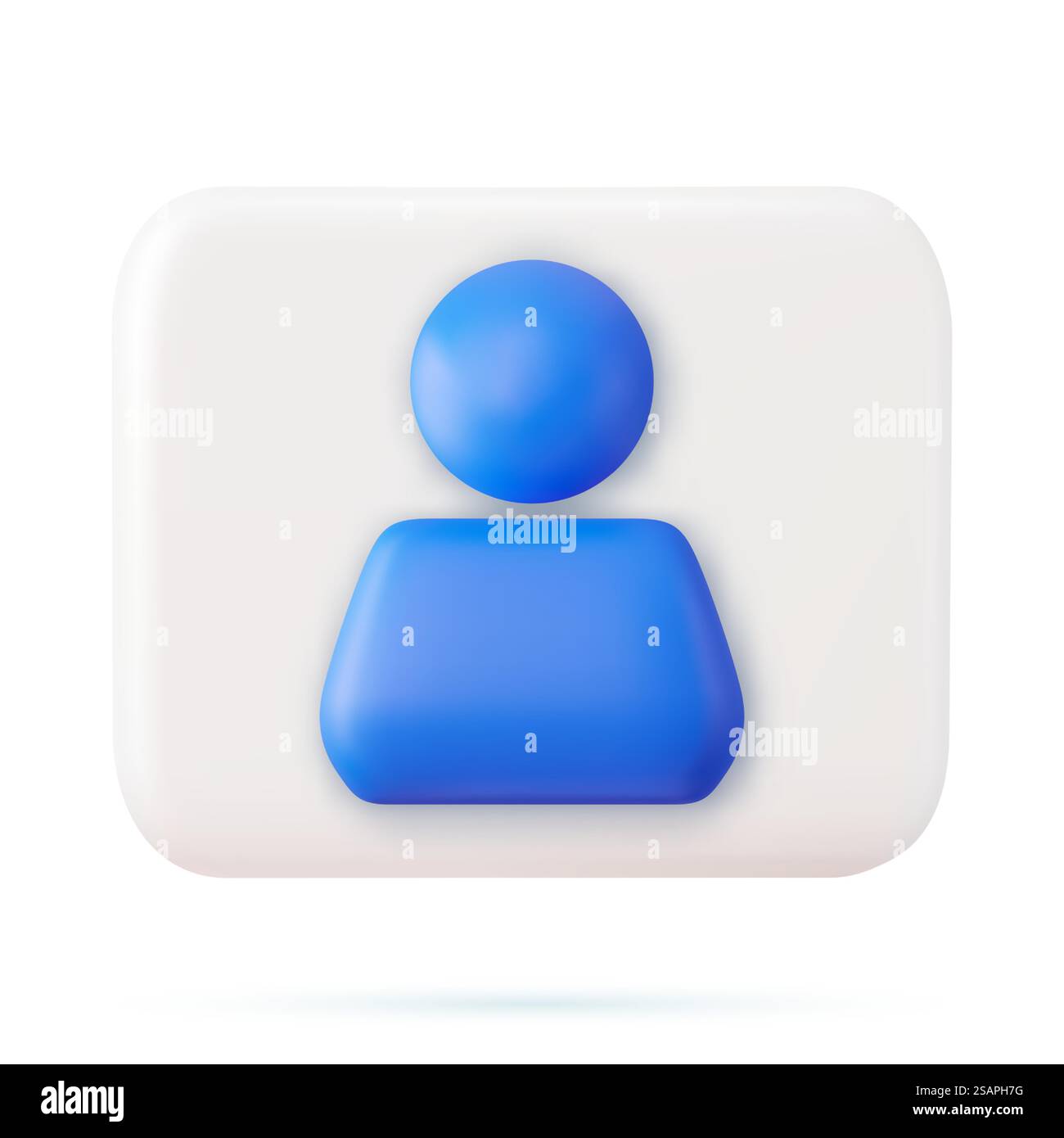 3d square white icon button person symbol isolated on white background ...