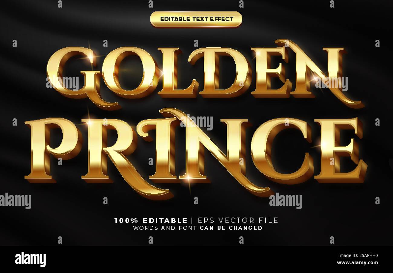 3d Super Golden Prince sparkle text style effect template editable text ...