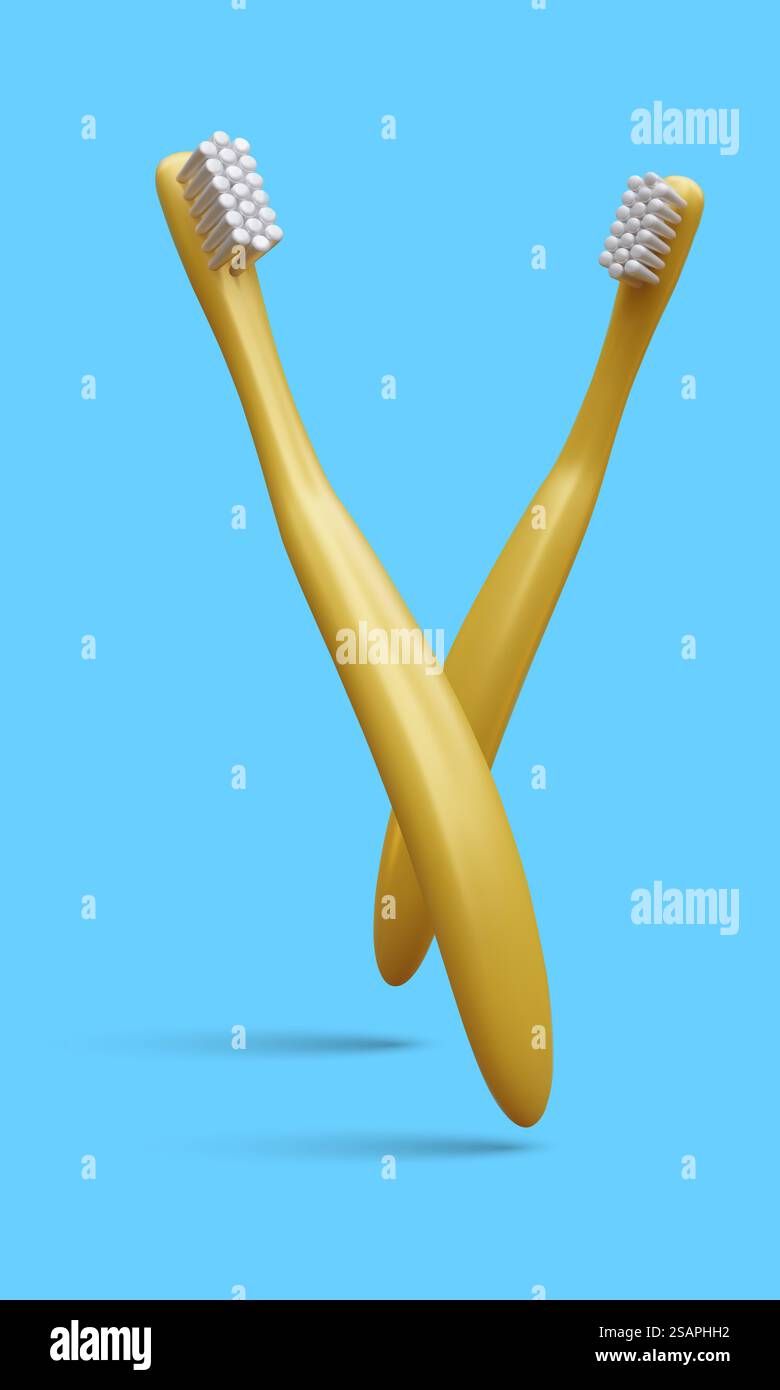 Set of realistic toothbrush isolated on blue background. Vector ...