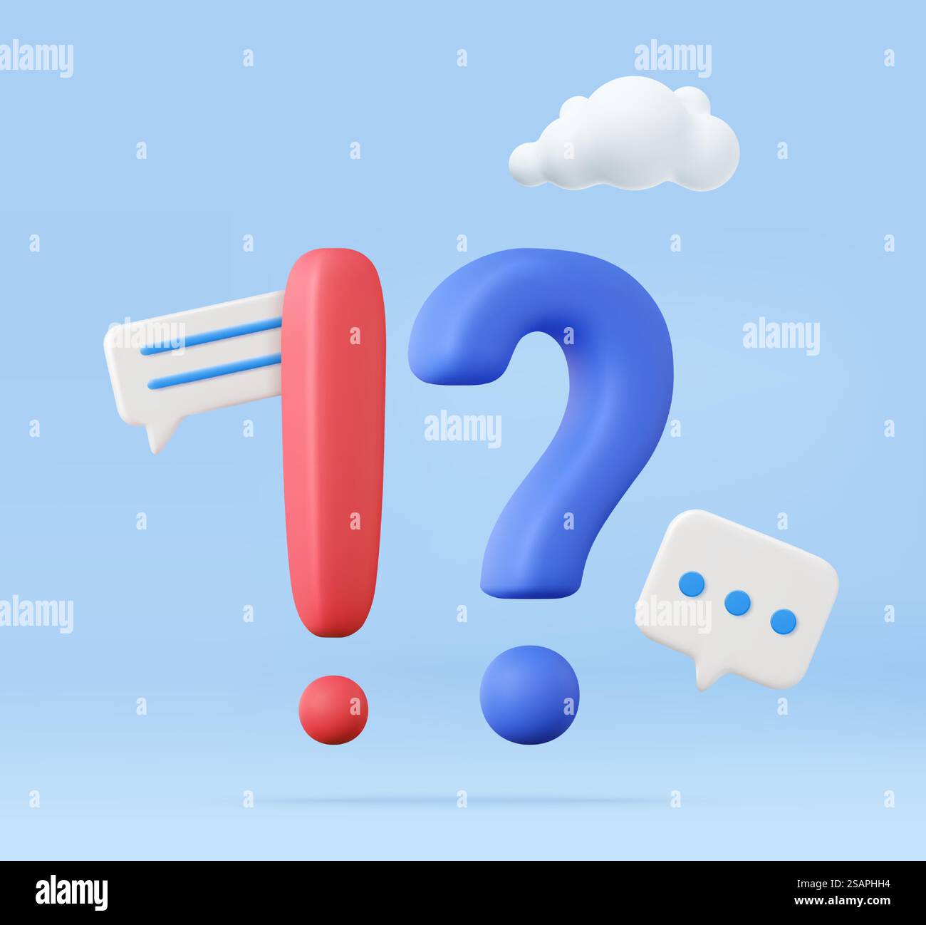 3d Exclamations and Question Marks. FAQ concept. Ask Questions and receive Answers. Online ...