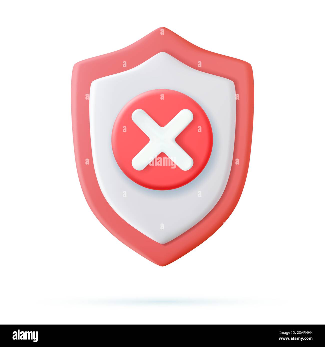 3d Shield with decline icon. Shield check mark false or security shield ...