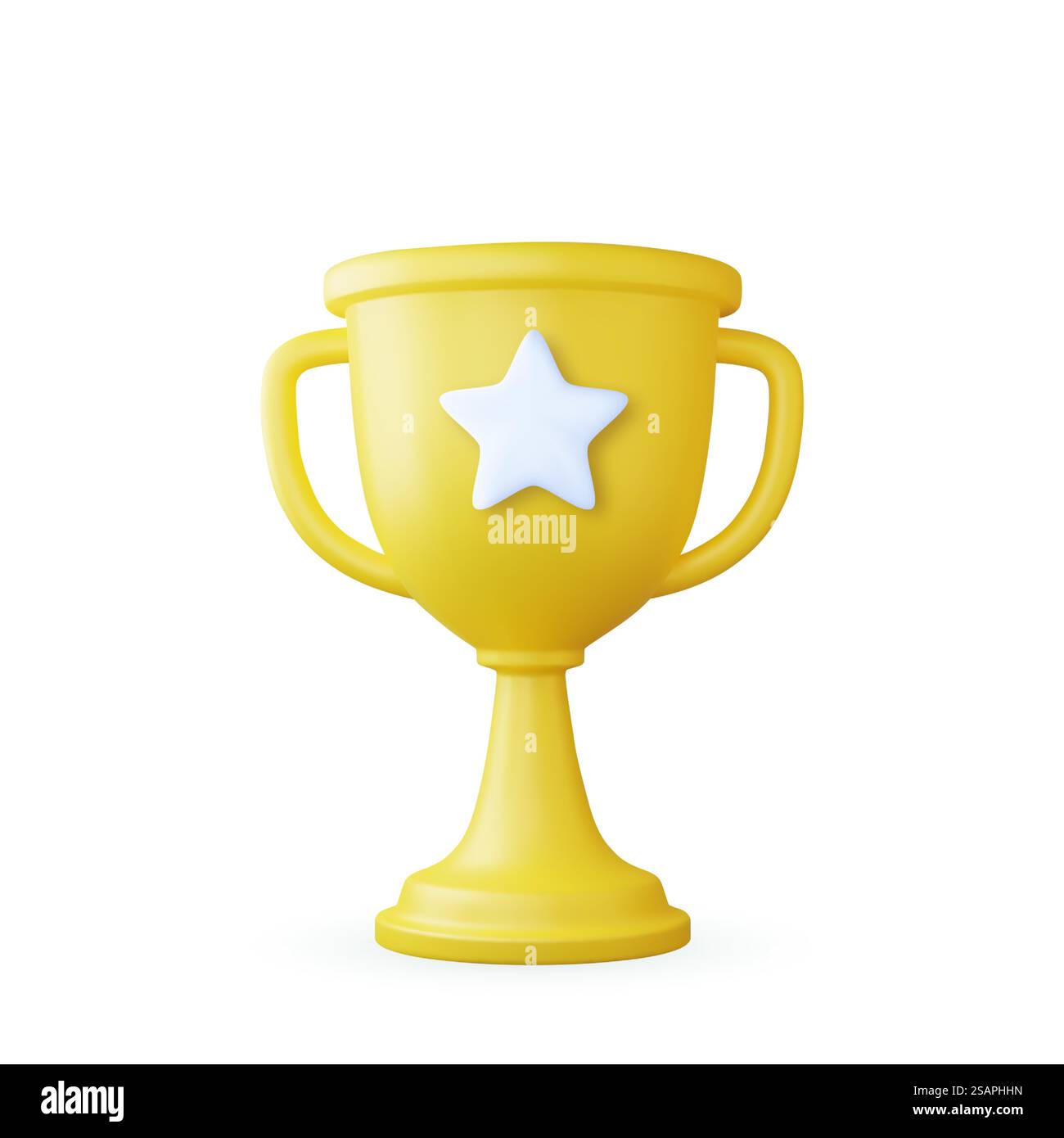 3d Champion trophy, gold cup icon isolated white background. Winner ...