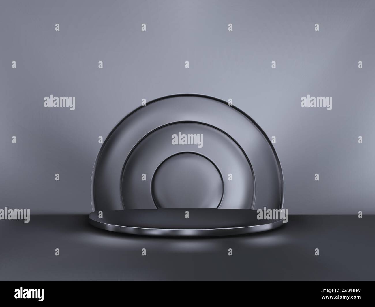 Minimalism abstract background with a pedestal. 3d vector black stage ...