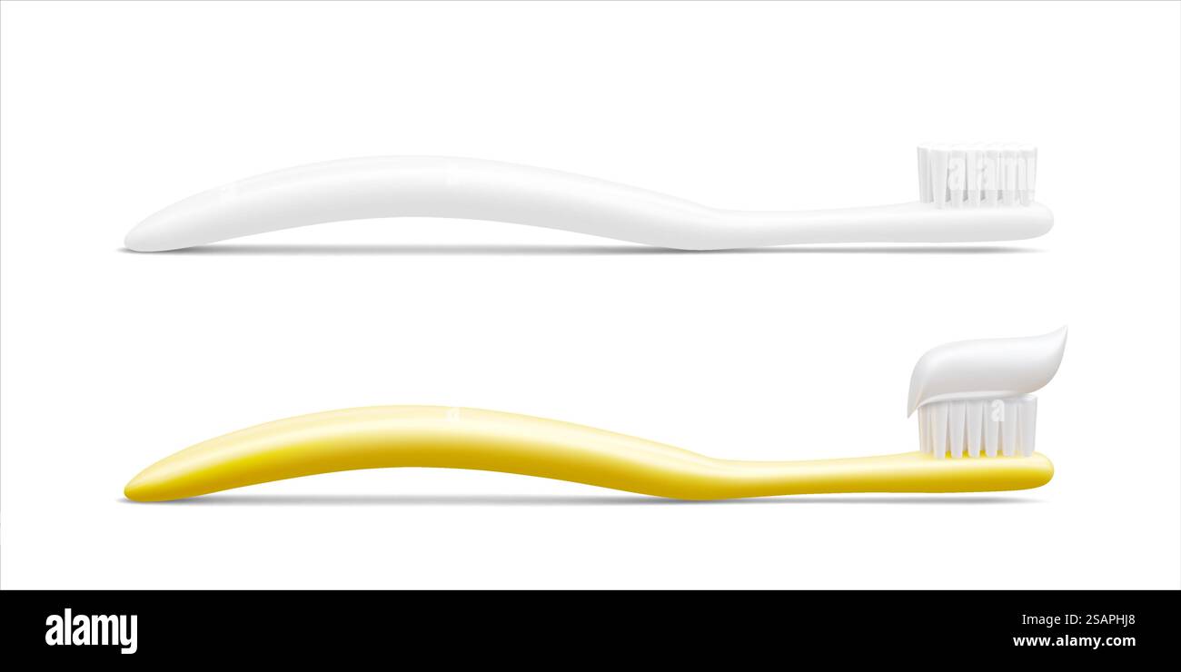 Set of realistic toothbrush isolated on white background. Vector ...