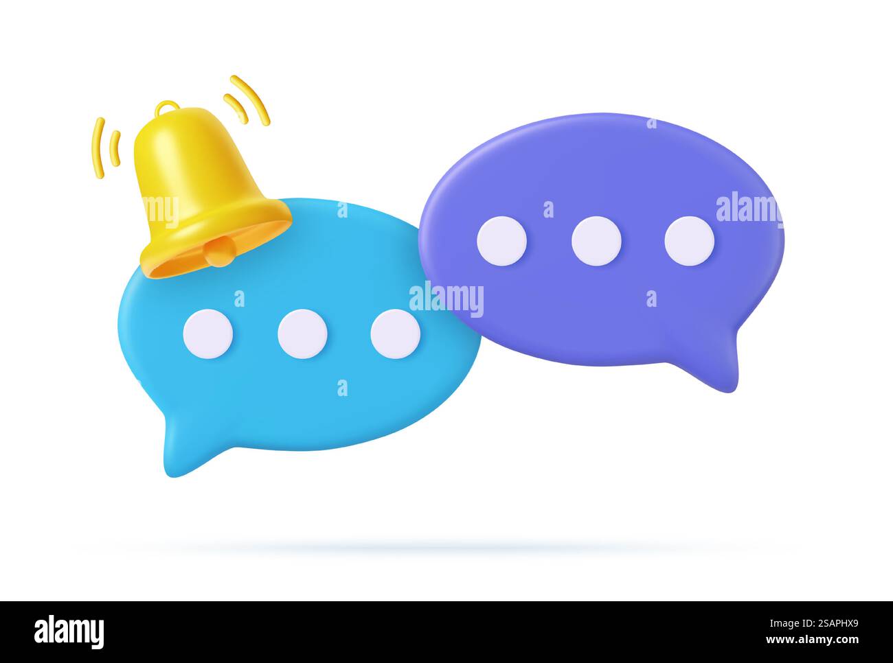 3d Notification bell on speech bubble with text. speech bubble icon ...