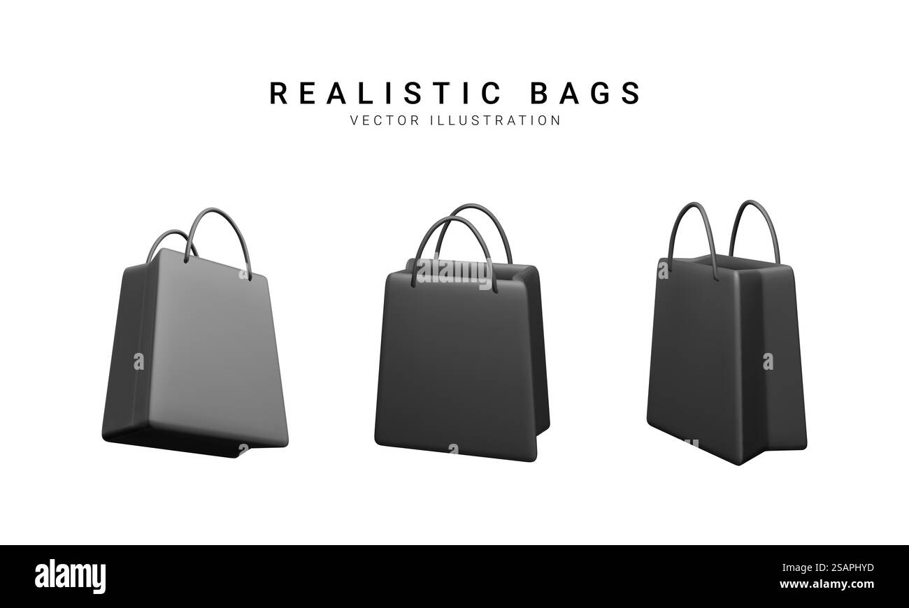 Set of 3d realistic colorful shopping bags. Vector Illustration Stock ...