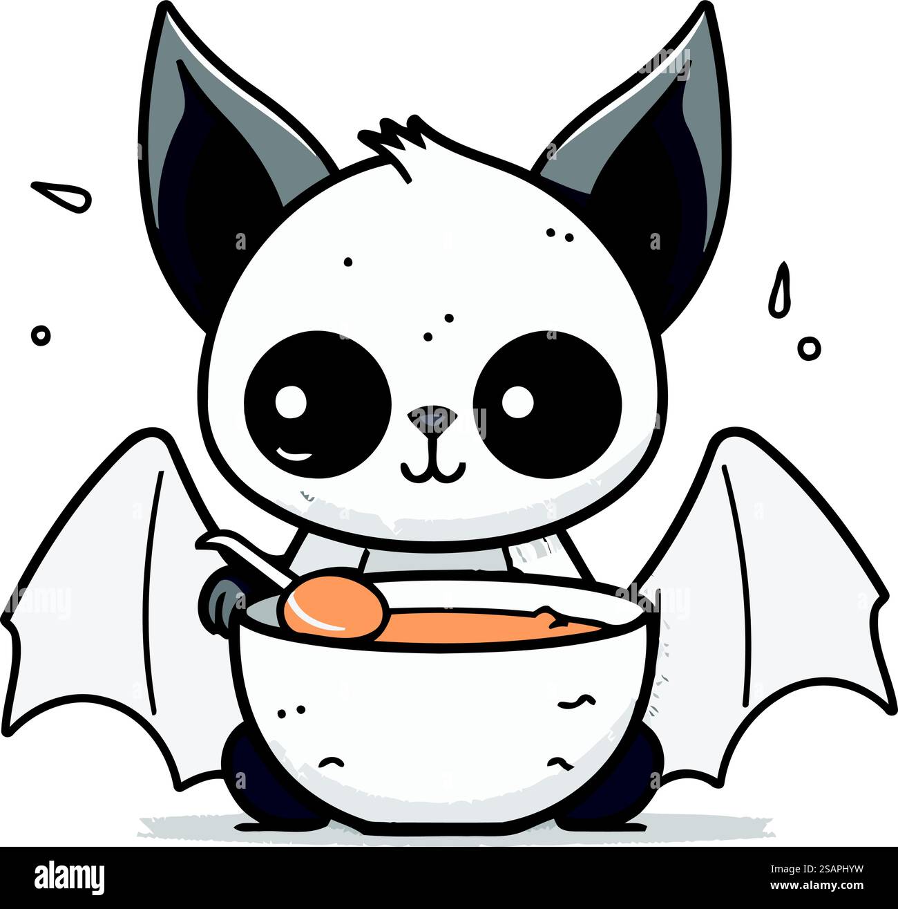Cute cartoon bat with egg in a bowl. Vector illustration Stock Vector ...