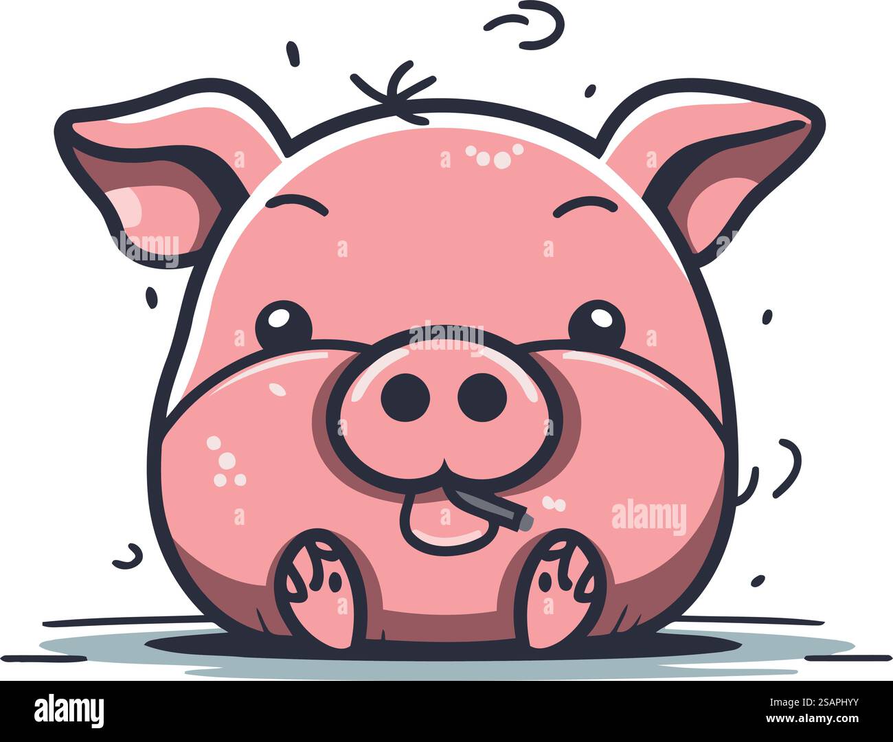 Vector illustration of cute cartoon pig character in doodle style Stock ...