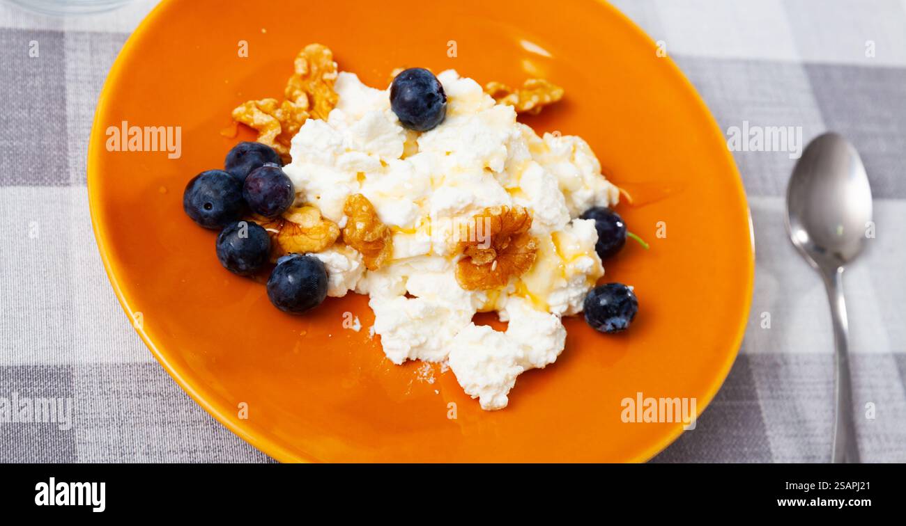 Traditional Catalan mato con miel, delicate soft whey cheese made from ...