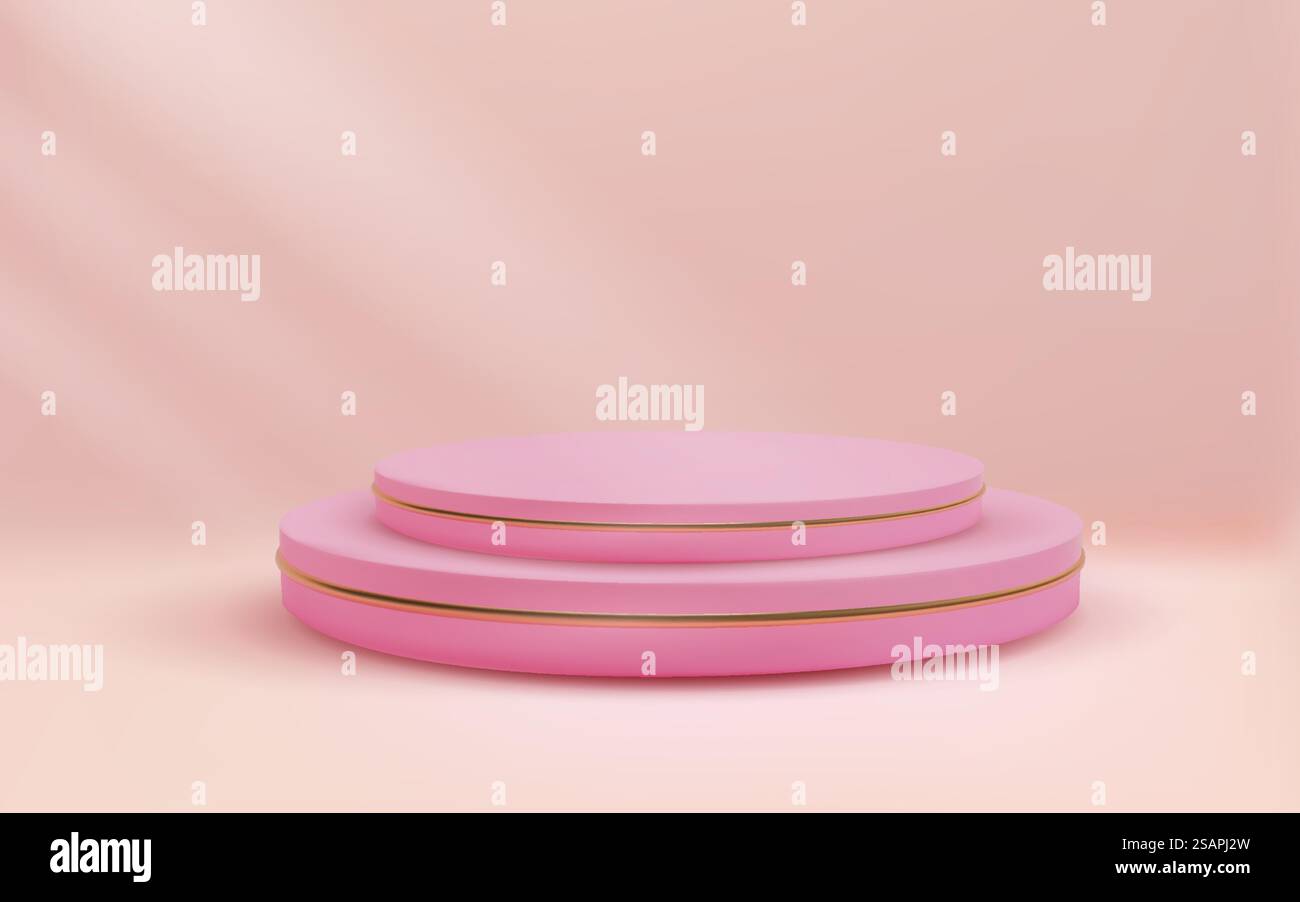 Three pink podium 3d Stock Vector Images - Alamy