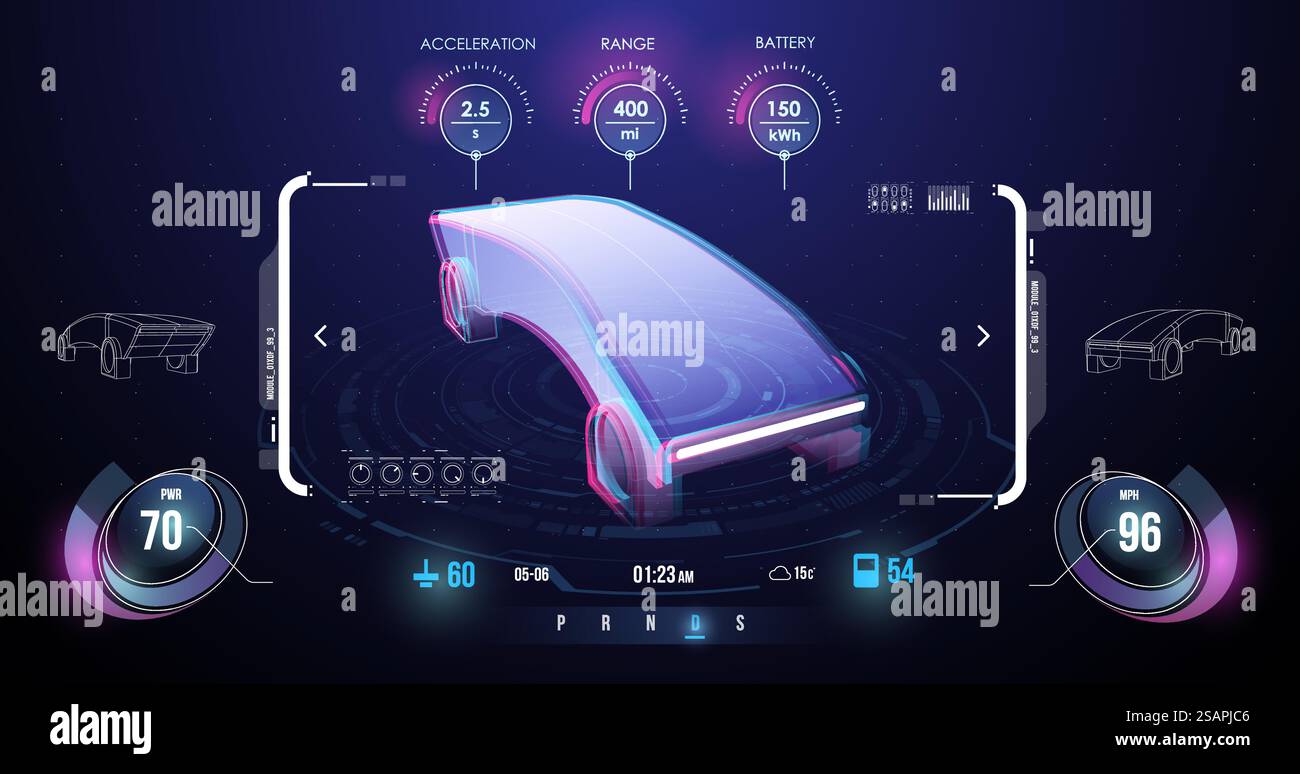 Modern sports car dashboard with navigation display. Cockpit of ...