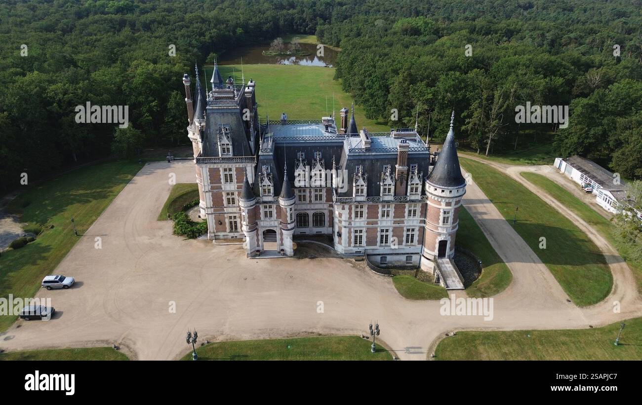 drone photo Vouzeron castle france europe Stock Photo - Alamy