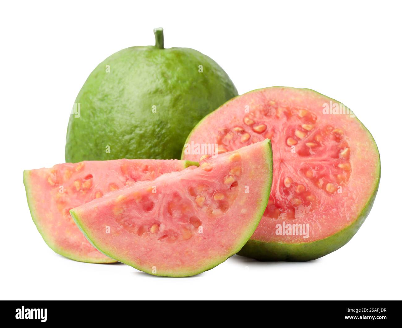 Fresh whole and cut guava fruits isolated on white Stock Photo - Alamy