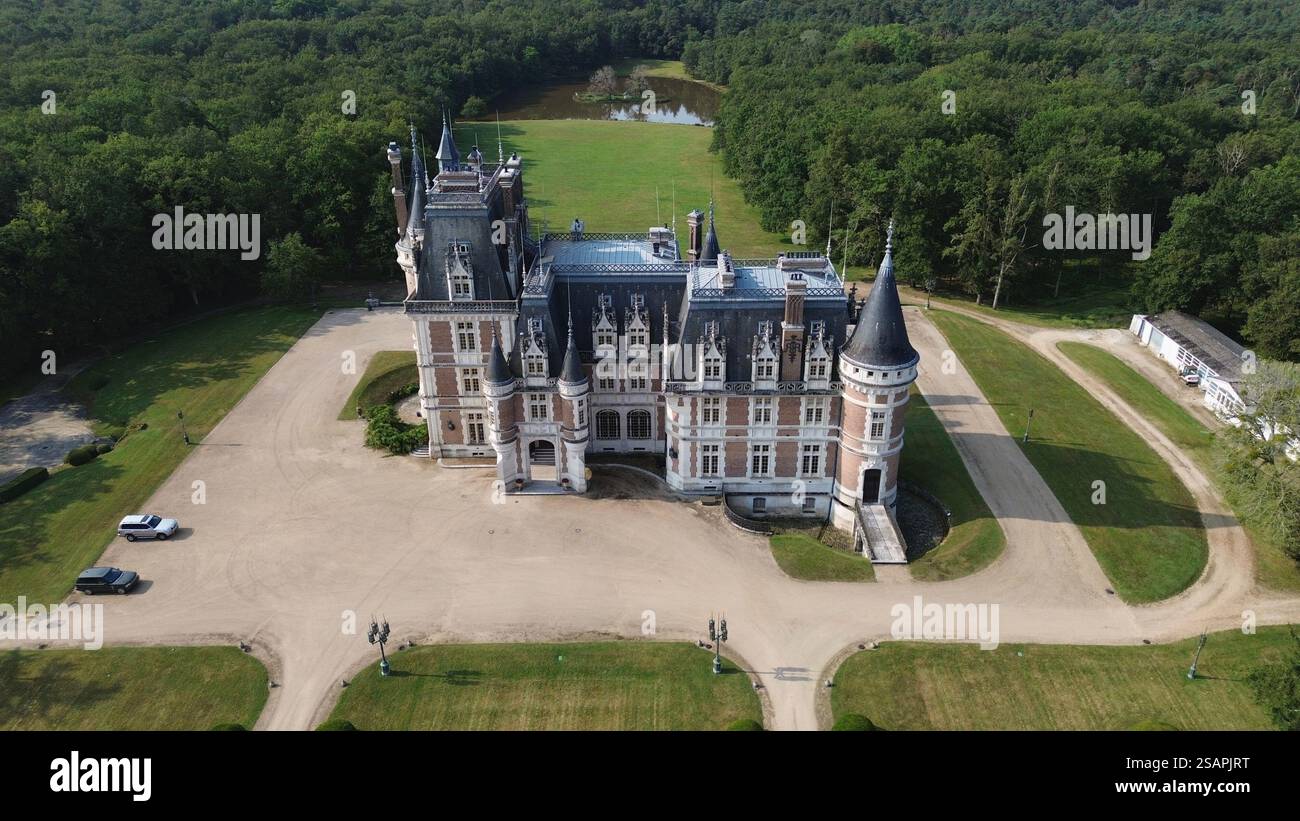 drone photo Vouzeron castle france europe Stock Photo - Alamy